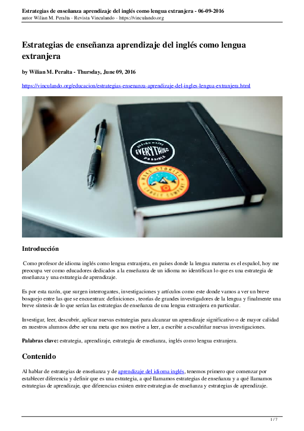 (PDF) Estrategias de enseñanza aprendizaje del inglés como lengua extranjera