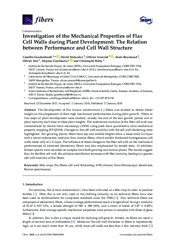 (PDF) Investigation of the Mechanical Properties of Flax Cell Walls ...