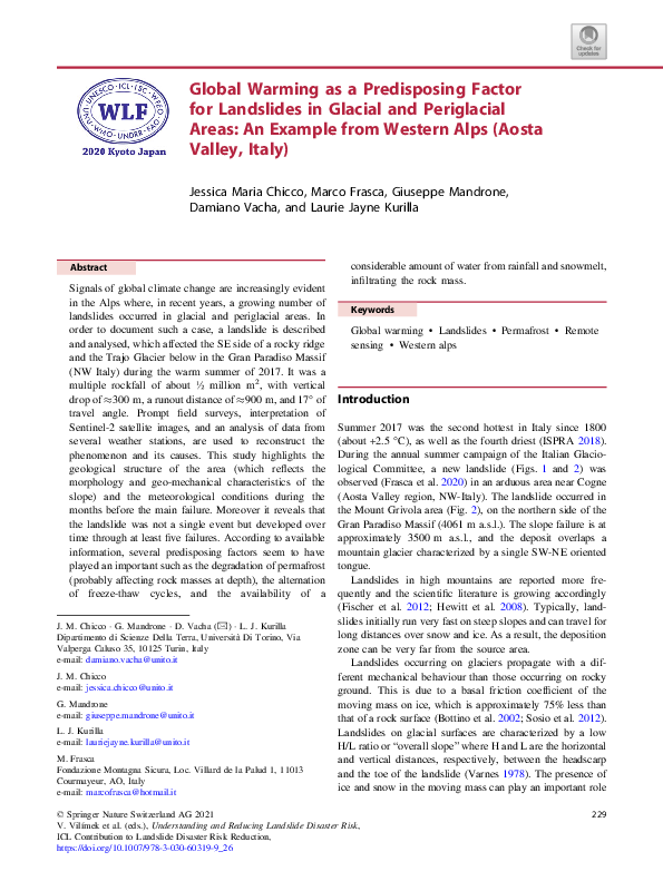 (PDF) Global Warming as a Predisposing Factor for Landslides in Glacial ...