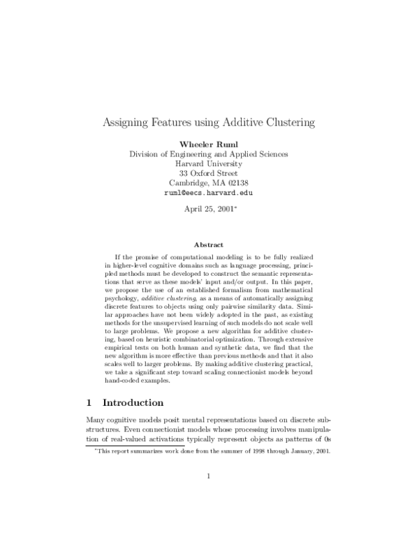 (PDF) Assigning Features using Additive Clustering
