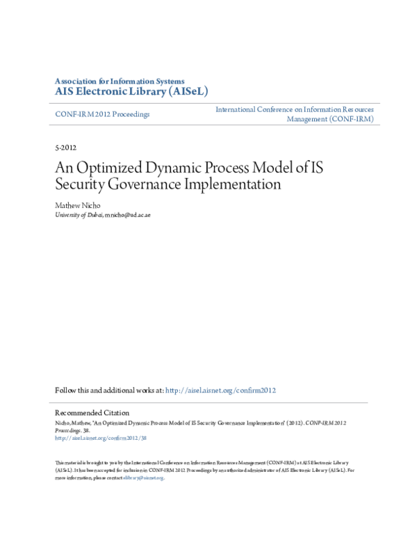 (PDF) An Optimized Dynamic Process Model of IS Security Governance Implementation | Mathew Nicho ...