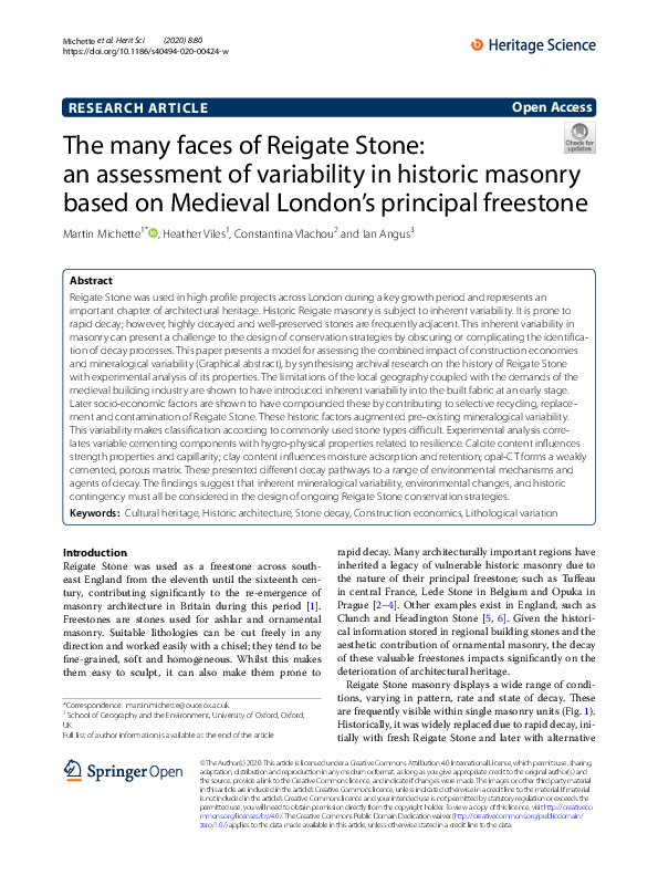 (PDF) The many faces of Reigate Stone: an assessment of variability in ...