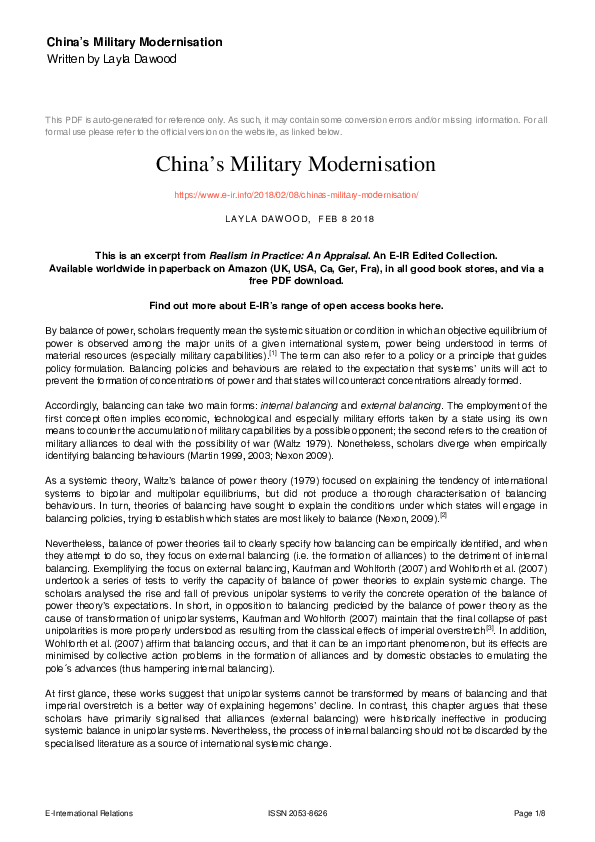 (PDF) China's military modernisation