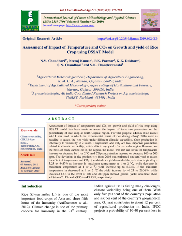 (PDF) Assessment of Impact of Temperature and CO2 on Growth and yield ...