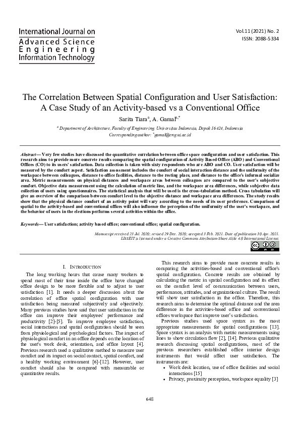 (PDF) The Correlation Between Spatial Configuration and User ...