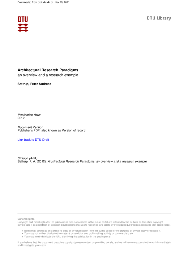 (PDF) Architectural Research Paradigms: an overview and a research example
