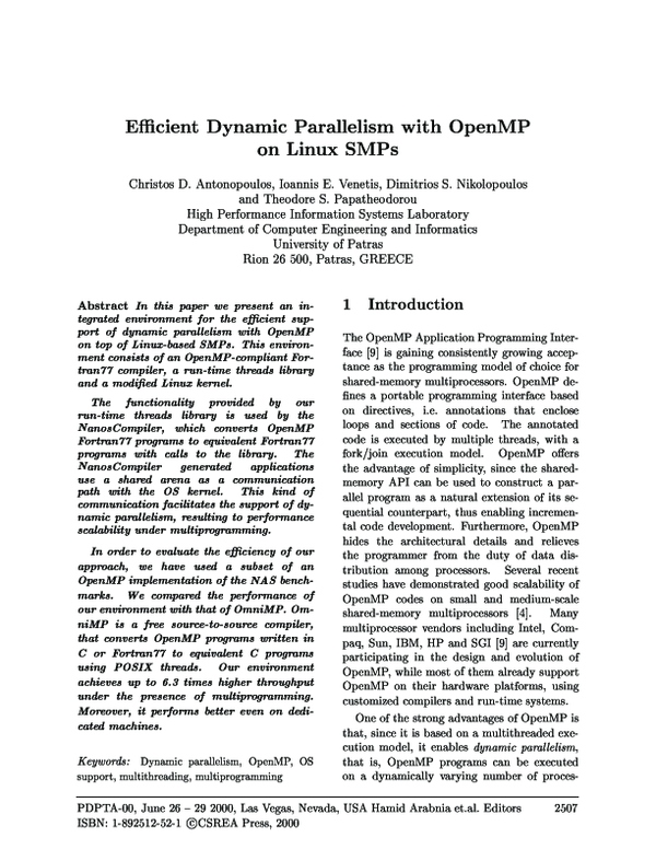 (PDF) Effi cient Dynam ic Parallelism with OpenM P