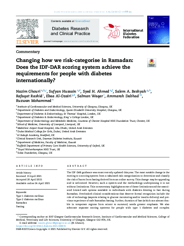 (PDF) Changing how we risk-categorise in Ramadan: Does the IDF-DAR ...
