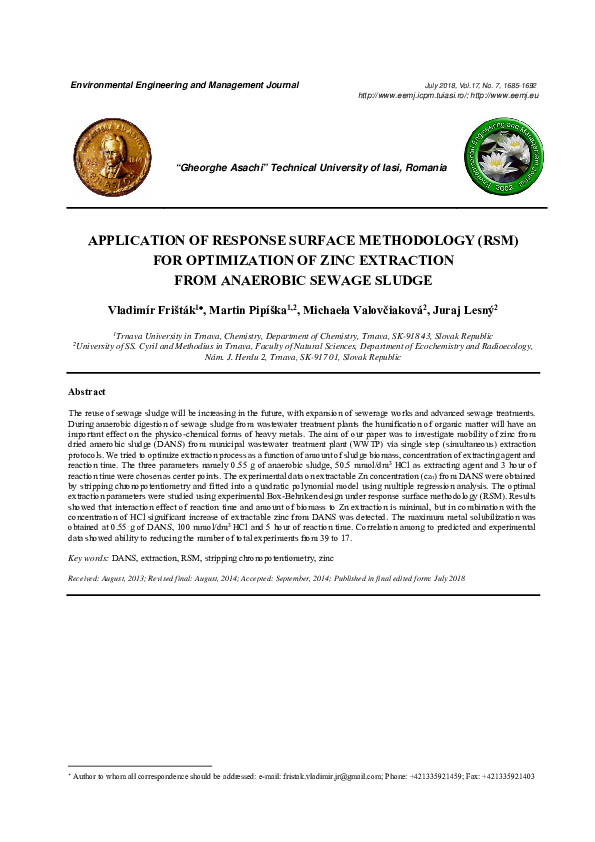 (PDF) Application of Response Surface Methodology (RSM) for Optimization of Fluoride Removal by ...