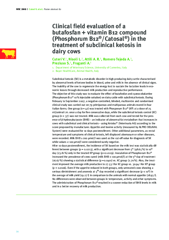 (PDF) Clinical Field Evaluation of a Butaphosfan + Vitamin B12 compound ...