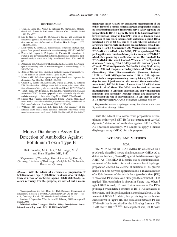 (PDF) Mouse diaphragm assay for detection of antibodies against ...