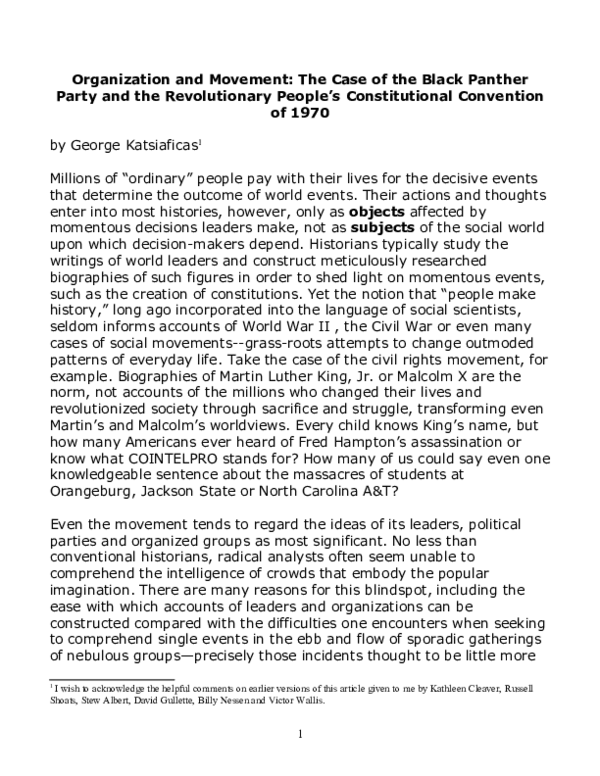 (DOC) Organization and Movement. The Case of the Black Panther Party ...