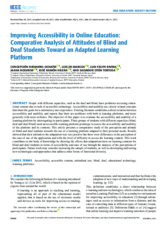 (PDF) Improving Accessibility in Online Education: Comparative Analysis ...