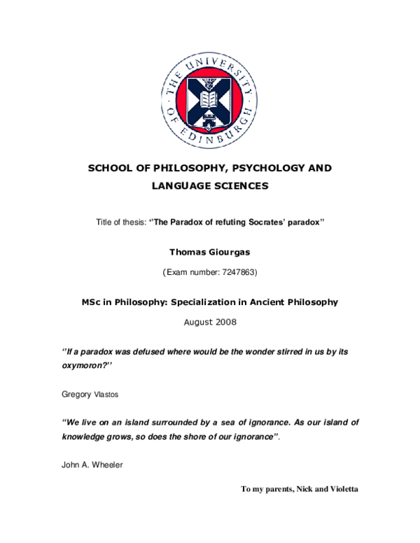 (PDF) The Paradox of refuting Socrates’ paradox
