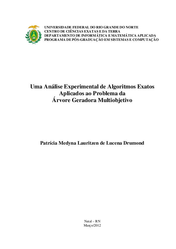 (PDF) Uma análise experimental de algoritmos exatos aplicados ao ...