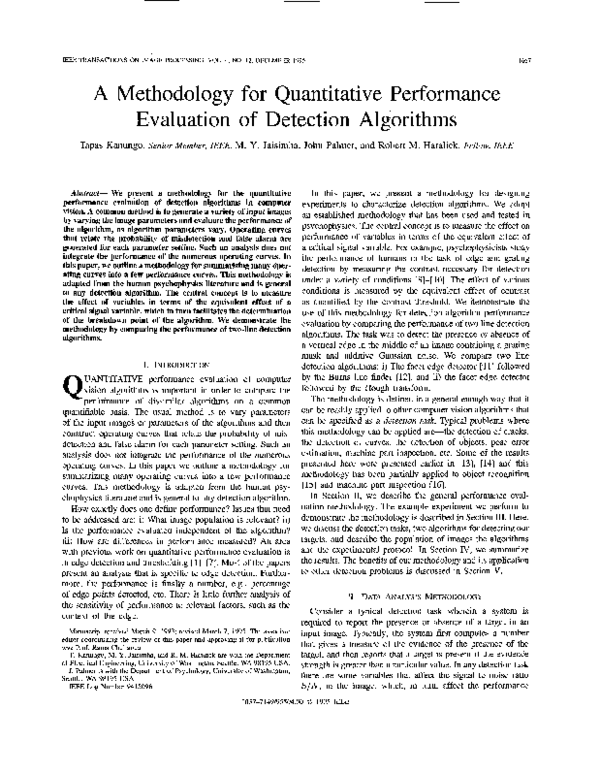 Pdf A Methodology For Quantitative Performance Evaluation Of Detection Algorithms
