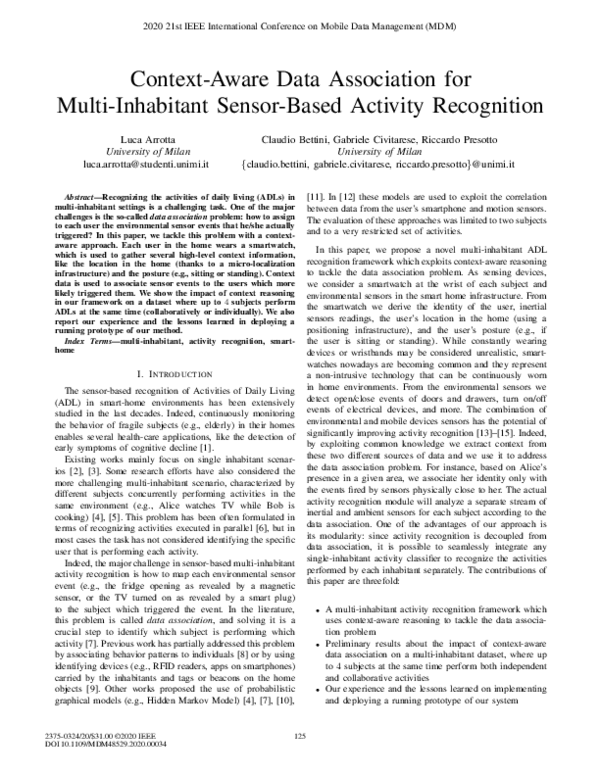 (PDF) Context-Aware Activity Recognition in Homes (PDF) Context-Aware Activity Recognition in Homes