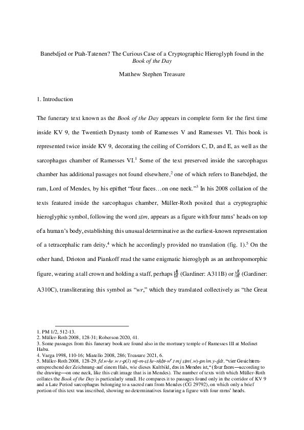 (PDF) Banebdjed or Ptah-Tatenen? The Curious Case of a Cryptographic ...