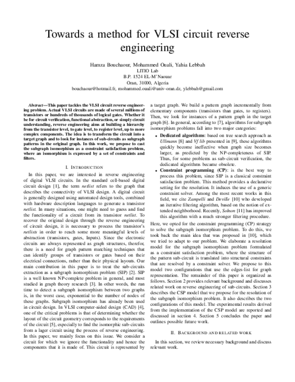 (PDF) Towards a Method for VLSI Circuit Reverse Engineering | Hamza ...