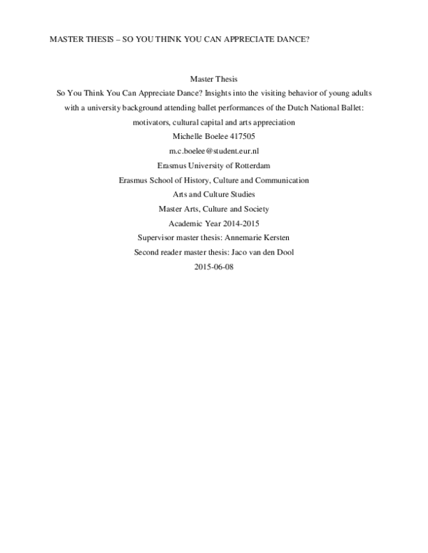 (PDF) So You Think You Can Appreciate Dance? Insights into the visiting ...