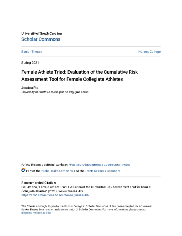 (PDF) Female Athlete Triad: Evaluation of the Cumulative Risk ...