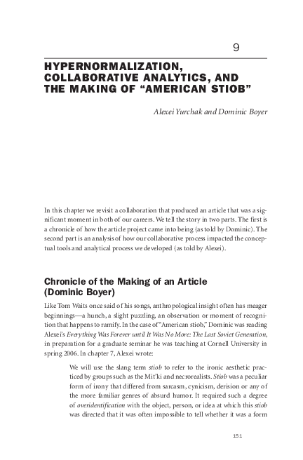 (PDF) Hypernormalization, Collaborative Analytics, and the Making of ...