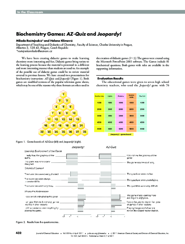 (PDF) Biochemistry Games: "AZ-Quiz" and "Jeopardy!