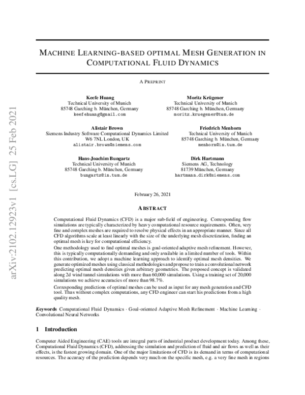 Pdf Machine Learning Based Optimal Mesh Generation In Computational