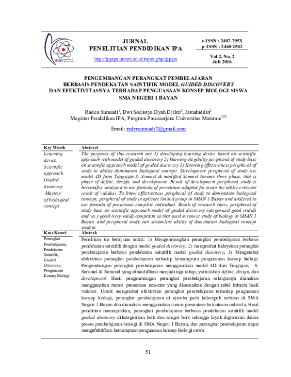 (PDF) Pengembangan Perangkat Pembelajaran Berbasis Pendekatan Saintifik Model Guided Discovery ...