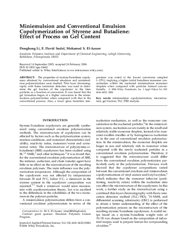 (PDF) Miniemulsion and conventional emulsion copolymerization of ...