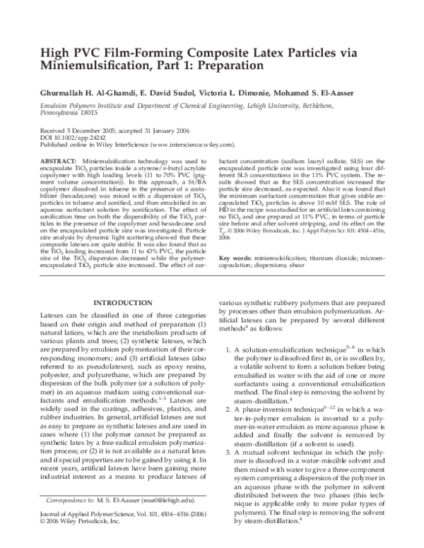 (PDF) High PVC film-forming composite latex particles via ...