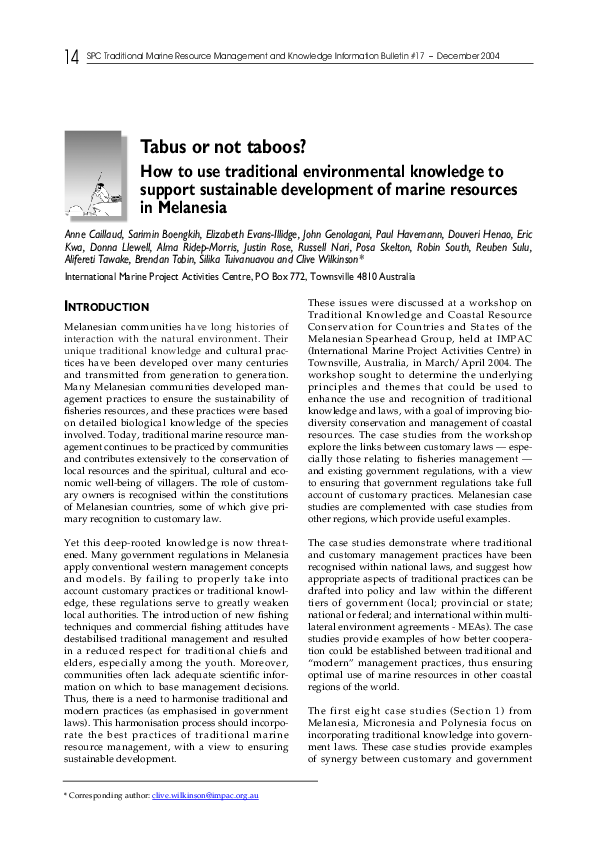 (PDF) Tabus or not taboos? How to use traditional environmental ...