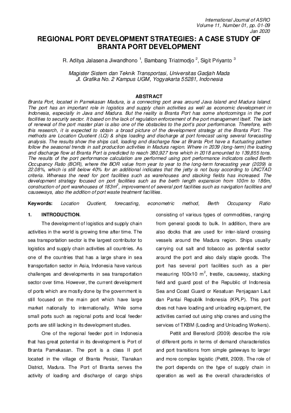 (PDF) Regional Port Development Strategies: A Case Study of Branta Port ...