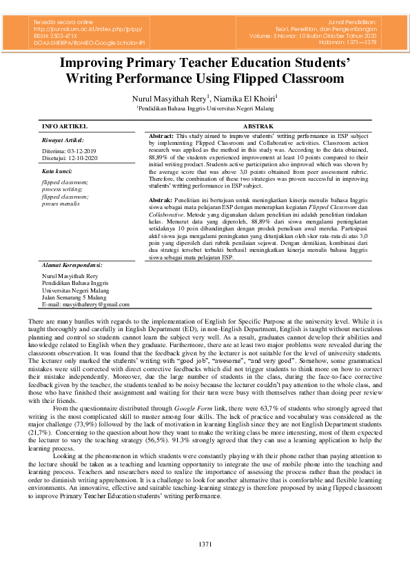 (PDF) Improving Primary Teacher Education Students’ Writing Performance ...