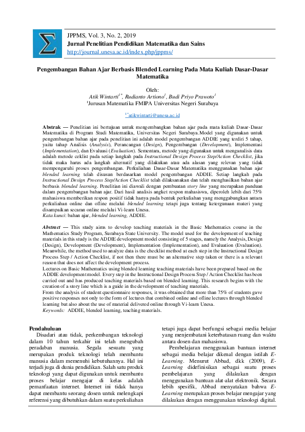 (PDF) Pengembangan Bahan Ajar Berbasis Blended Learning Pada Mata ...