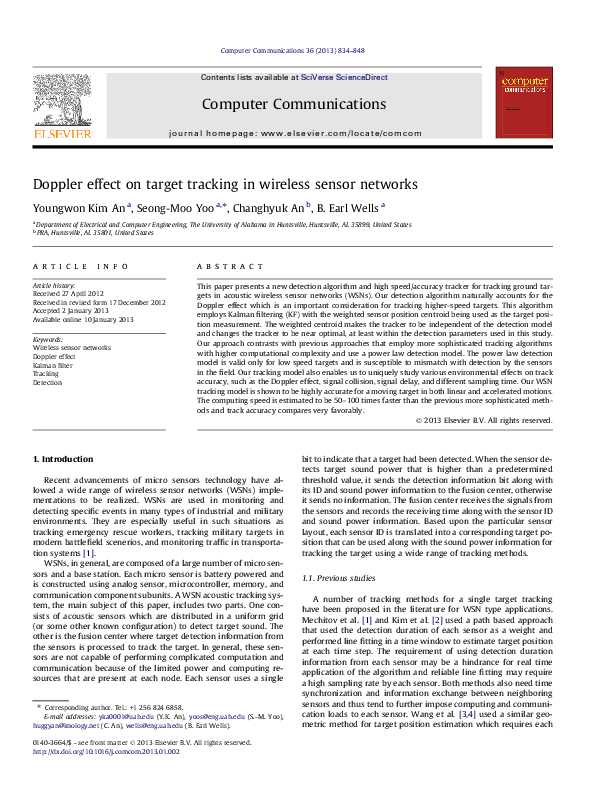 (PDF) Doppler effect on target tracking in wireless sensor networks
