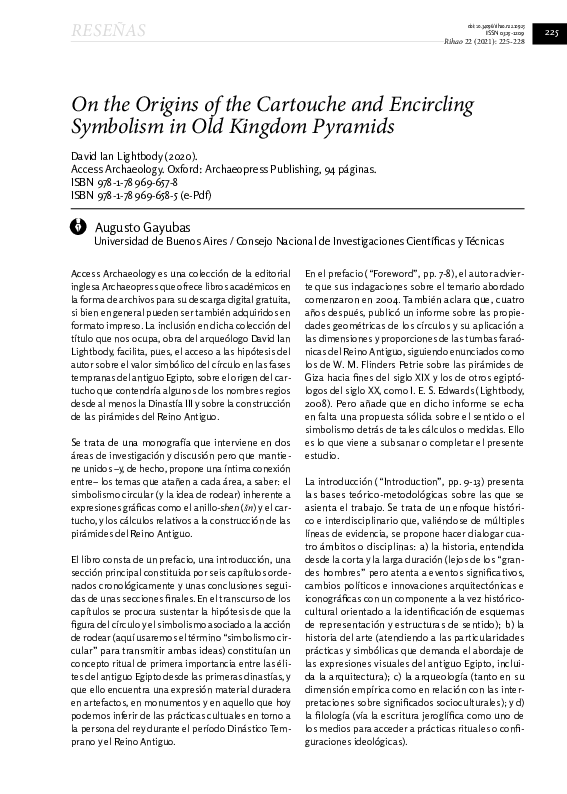 (PDF) Reseña de David Lightbody, On the Origins of the Cartouche and ...