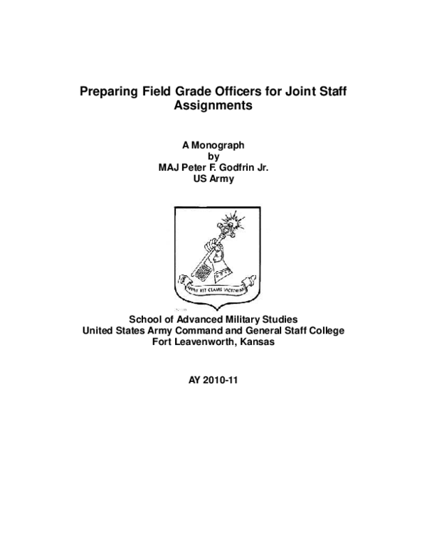 (PDF) Preparing Field Grade Officers for Joint Staff Assignments