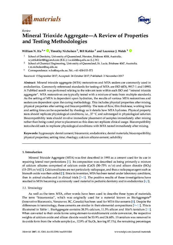 (PDF) Mineral Trioxide Aggregate—A Review of Properties and Testing ...