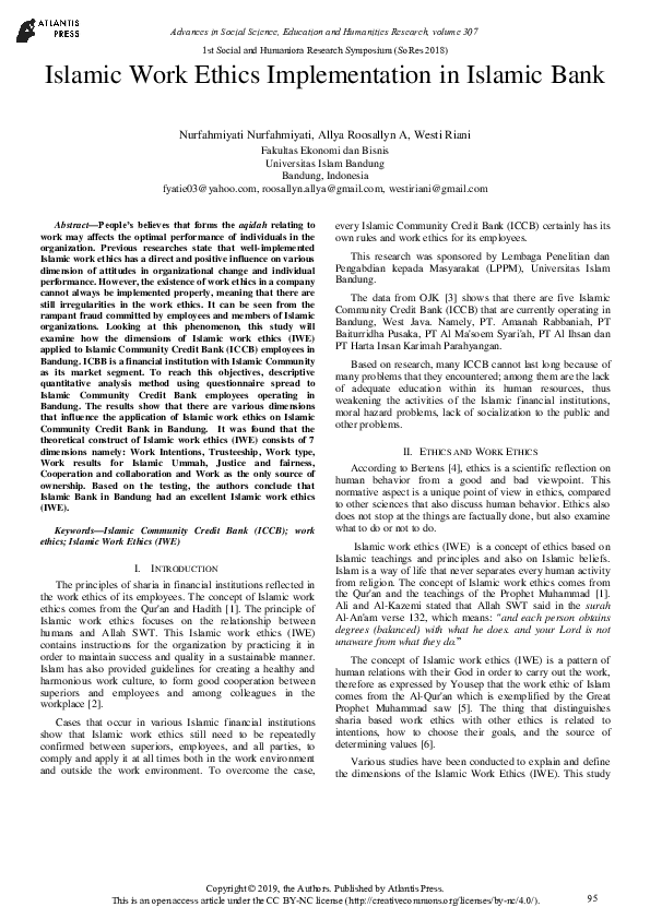 (PDF) Islamic Work Ethics Implementation in Islamic Bank