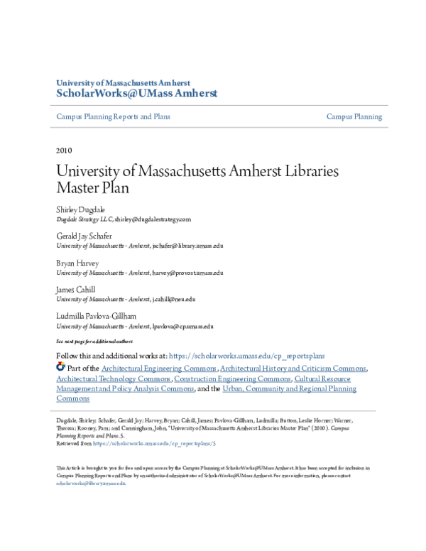 (PDF) University of Massachusetts Amherst Libraries Master Plan