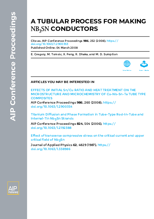 (PDF) a Tubular Process for Making NB3SN Conductors