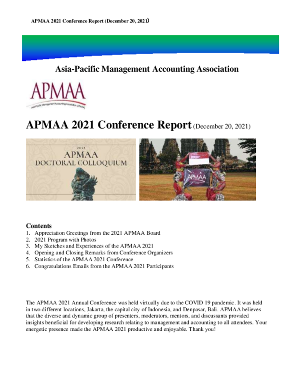 (PDF) APMAA 2021 Conference Report (in Indonesia) December 20, 2021