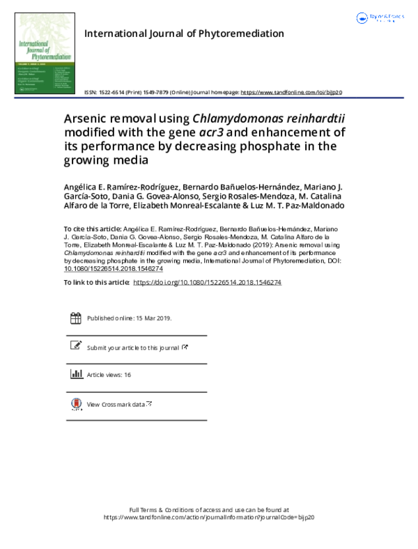 (PDF) Arsenic removal using Chlamydomonas reinhardtii modified with the ...