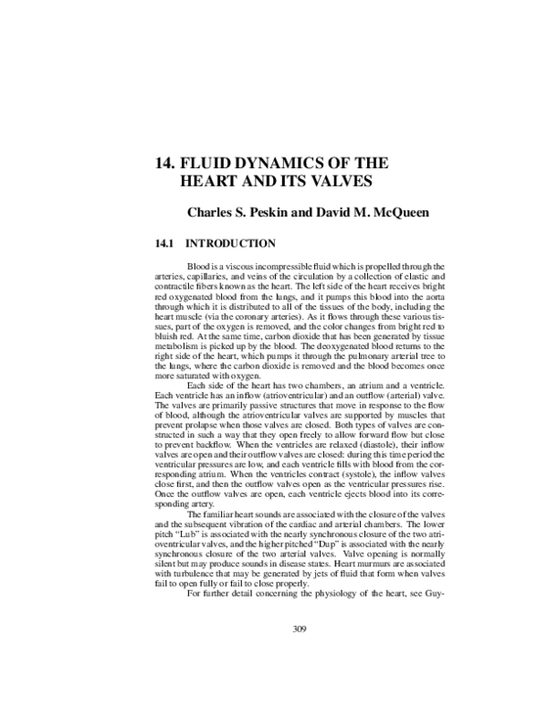 (PDF) Fluid dynamics of the heart and its valves