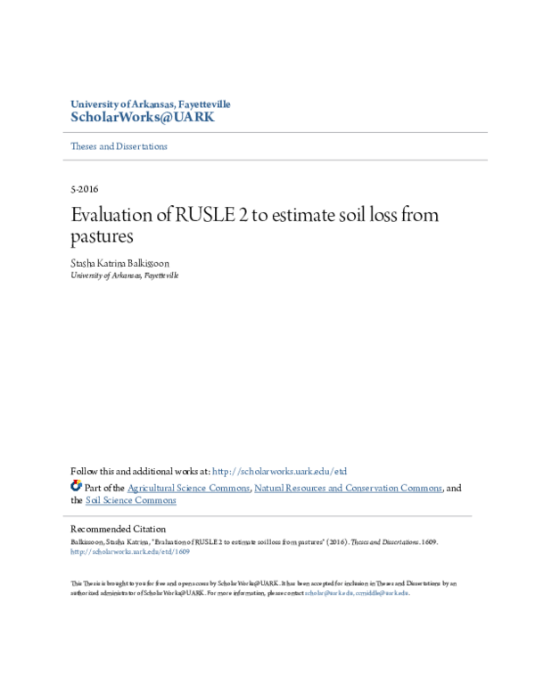(PDF) Evaluation of RUSLE 2 to estimate soil loss from pastures