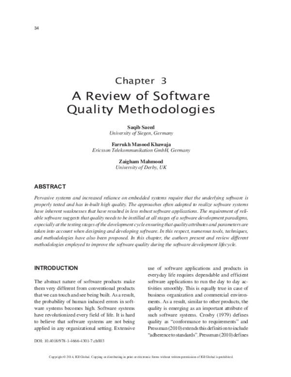 (PDF) A Review of Software Quality Methodologies