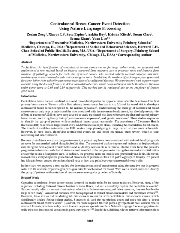 (PDF) Contralateral Breast Cancer Event Detection Using Nature Language ...