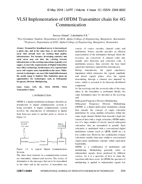 (PDF) VLSI Implementation of OFDM Transmitter chain for 4G Communication