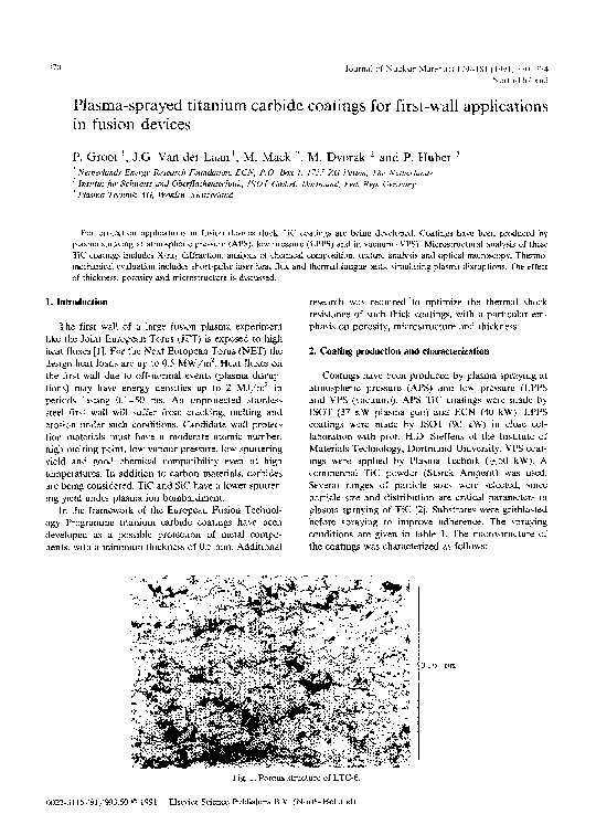 (PDF) Plasma-sprayed titanium carbide coatings for first-wall ...
